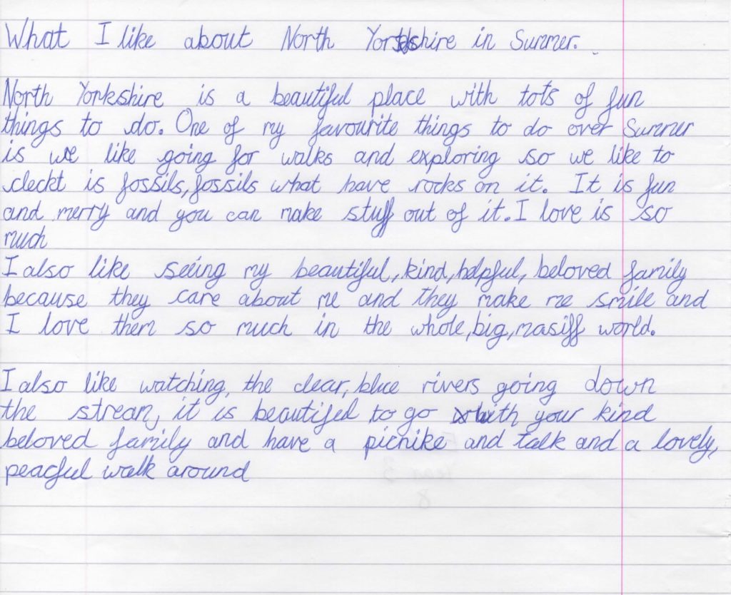 School writing competition: entries from St. Mary's RC Primary School