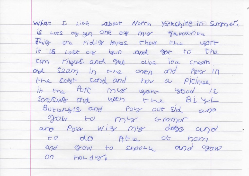 School writing competition: entries from St. Mary's RC Primary School