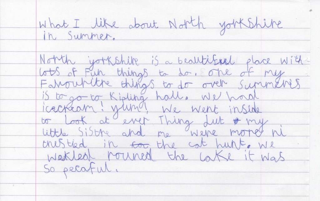 School writing competition: entries from St. Mary's RC Primary School