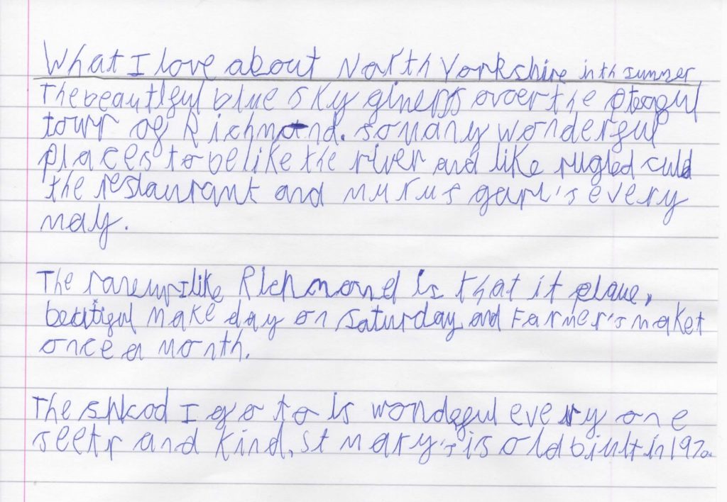 School writing competition: entries from St. Mary's RC Primary School